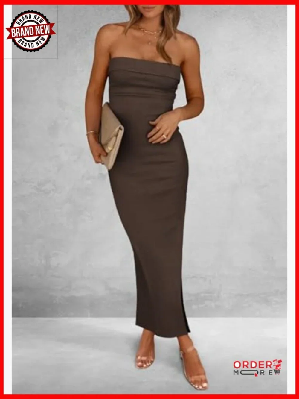 Dresses | Strapless Ribbed Knit Maxi Tube Bodycon Dress Side Slit Going ...